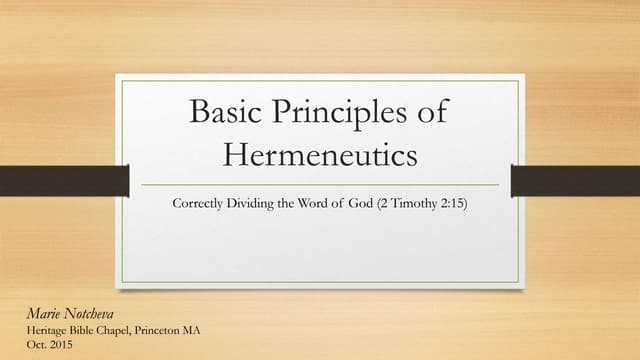 Basic principles of hermeneutics | PPTX
