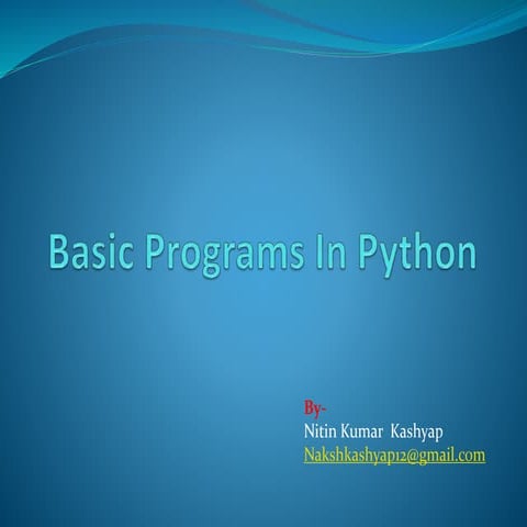 Basic programs in python | PPT