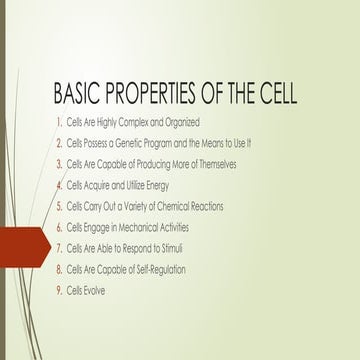 BASIC PROPERTIES AND CHARACTERISTICS OF THE CELL.pptx