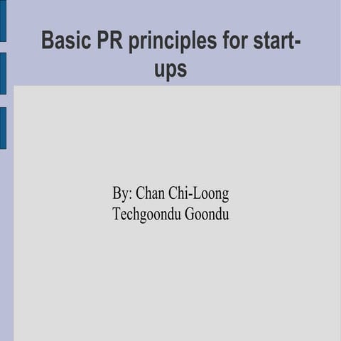 Unconference 2009: Basic Pr Principles For Start Ups | PPT