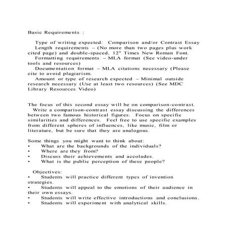 Basic requirements type of writing expected comparison | DOCX ...