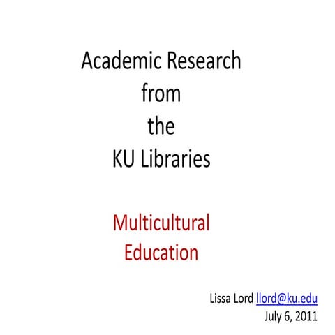 Research: Multicultural Education | PPT
