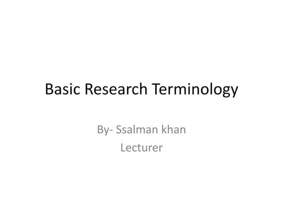 BASIC RESEARCH TERMINOLOGIES | PPTX