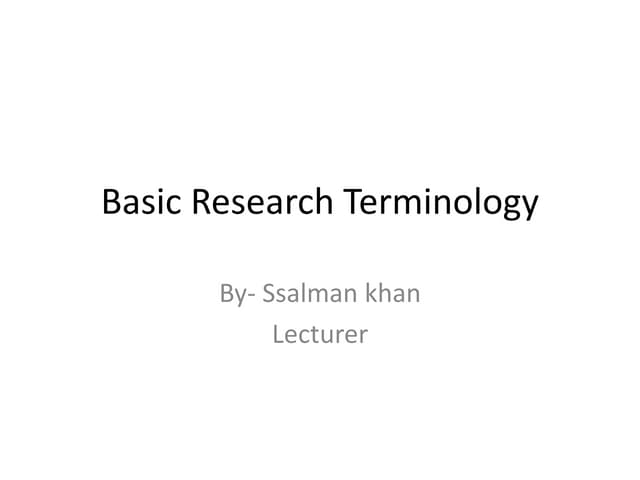 BASIC RESEARCH TERMINOLOGIES | PPTX