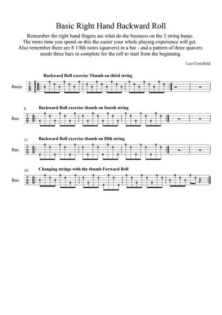 Melodic 5 String Banjo Roll patterns | PDF | Classical Music | Music