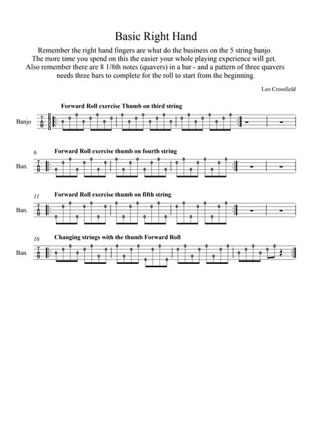 Melodic 5 String Banjo Roll patterns | PDF | Classical Music | Music