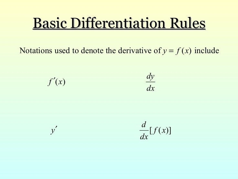 Differentiation Rules