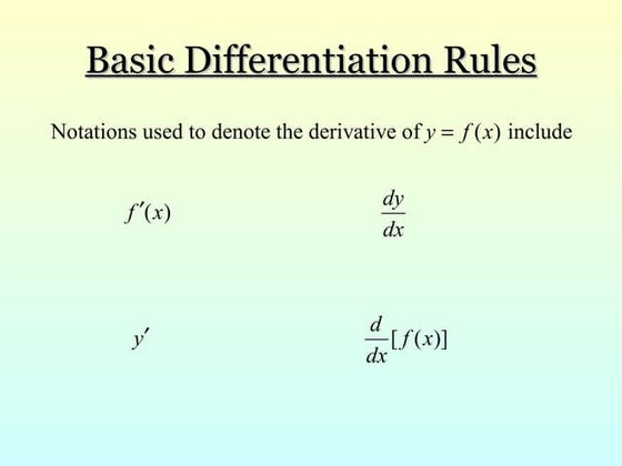 Basic Rules & Theorems for Differentiation | PDF