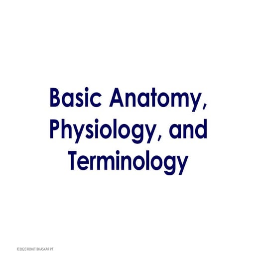 Basic Anatomy, Physiology and Terminology - Dr Rohit Bhaskar | PPT