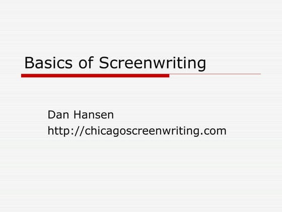 Screenwriting - Lesson 1 - Introduction | PPTX