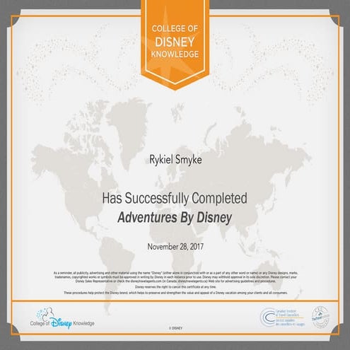 Disney Adventures Certification | PPT