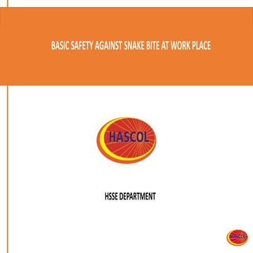 Basic safety against snake bite at work place | PPTX
