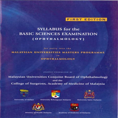 Basic sciences examination (ophthalmology) syllabus | PDF