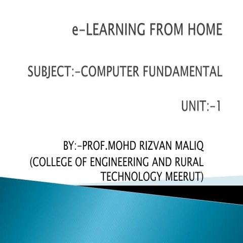Basics COMPUTER FUNDAMENTALS Unit I.pptx