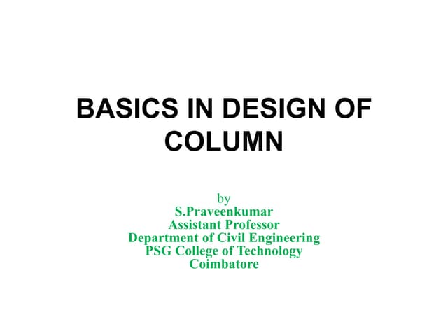 Design of columns biaxial bending as per IS 456-2000 | PPT