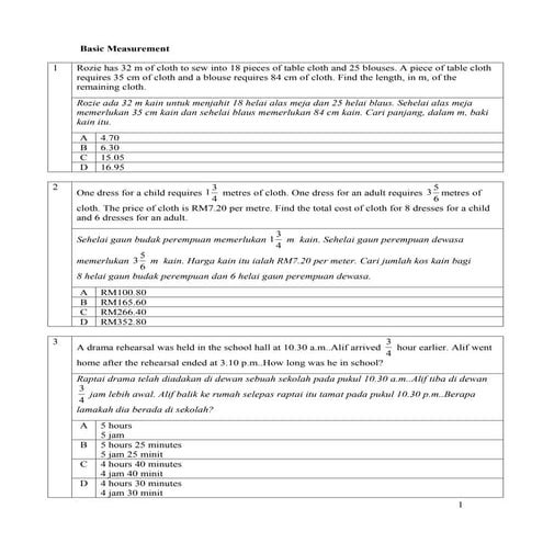 Decimal pmr paper 1 | DOC