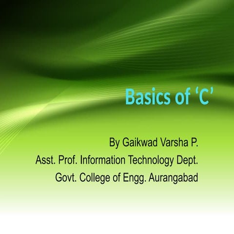 Basics Of C Programming Concept And Type Ppt