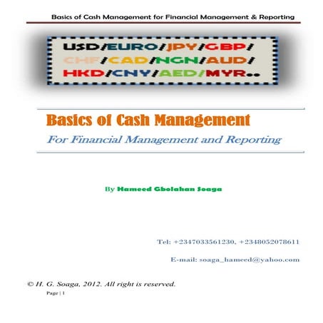 Basics of cash management for financial management & reporting | PDF