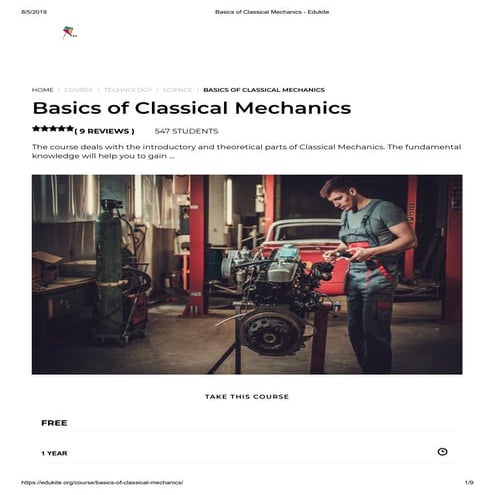 Basics of classical mechanics edukite | PDF | Physics | Science