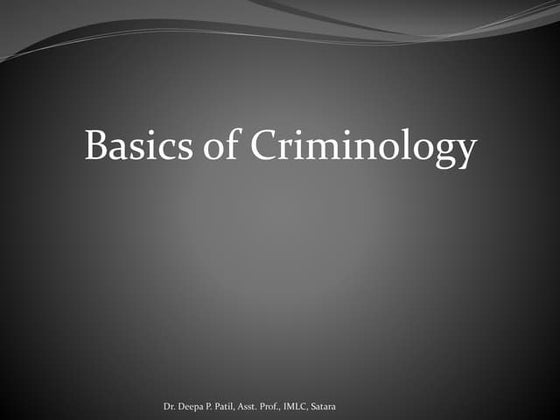 Criminology | PPTX | Crime & Harmful Acts to Individuals, Society ...