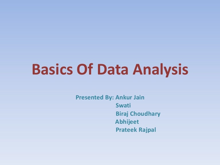 Basics Of Data Analysis