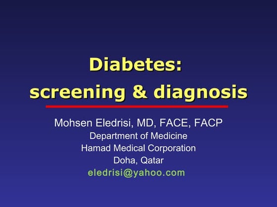 Screening for Type 2 Diabetes Mellitus | PPT | Endocrine and Metabolic ...