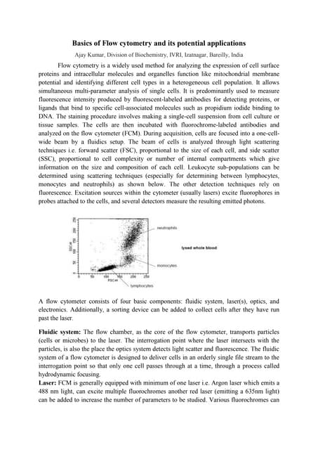 Principle and applications of flow cytometry | DOCX