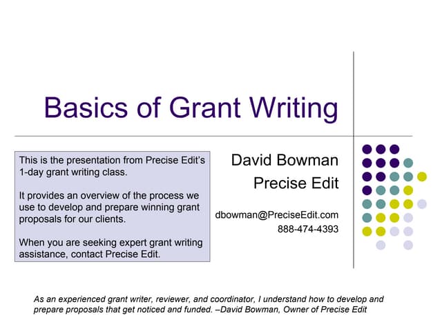 Writing a grant proposal | PPTX