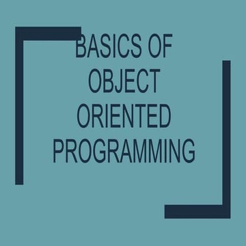 Basics Of Object Oriented Programming C Autosaved Ppt 