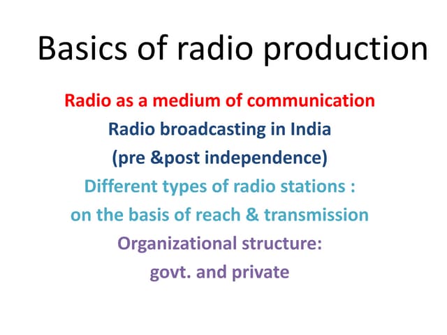 Radio programme production | PDF