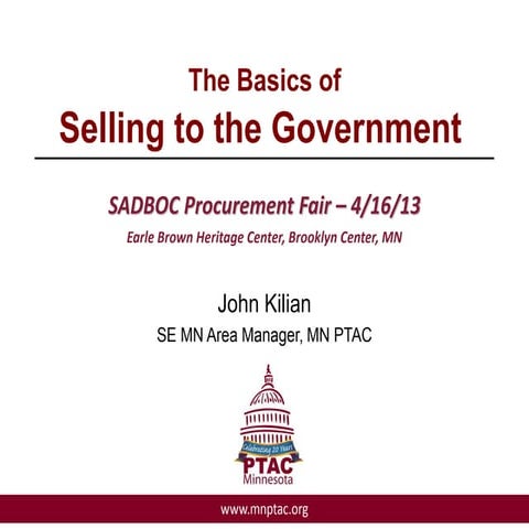 Basics of selling to the government 4 16-13 | PPT