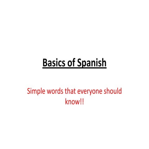 Basics of spanish | PPTX