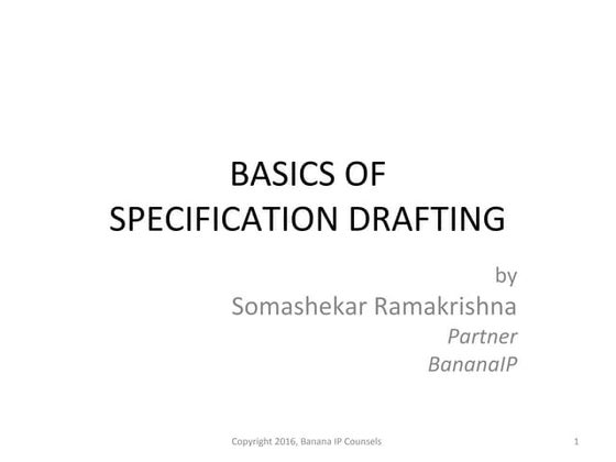 DRAFTING OF A PATENT SPECIFICATION | PDF
