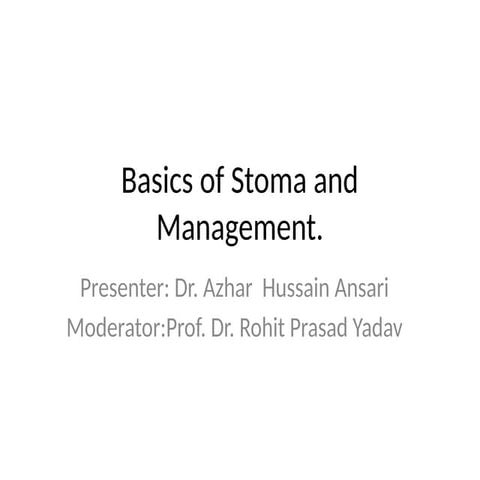 Types of intestinal stomas and management | PPTX