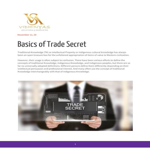 Basics of trade secret in India | PDF