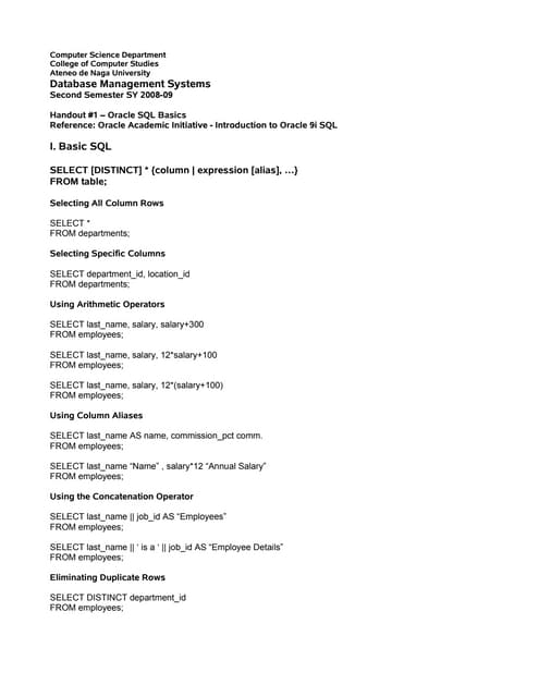Structured Query Language Sql Lecture 5 Introduction To Databas 