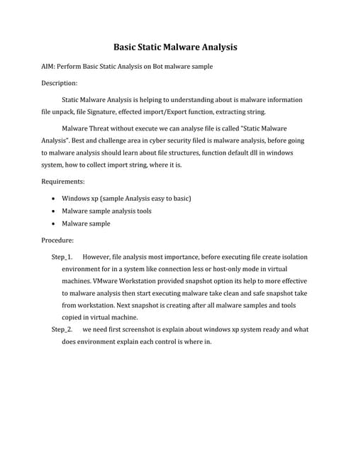 Basic Static Malware Analysis Pdf