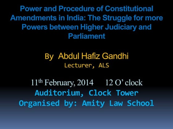 Amendment of indian constitution. | PPT