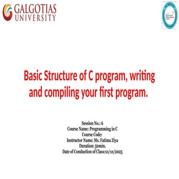 Basic Structure of a C program with full starting to advance level learning | PPTX