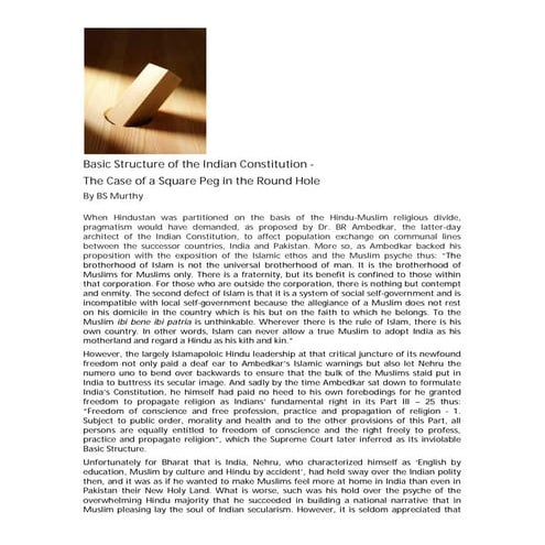 Basic Structure of the Indian Constitution - The Case of a Square Peg ...