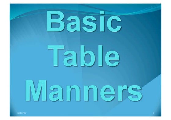 Basic table manners | PPT