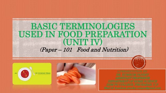 Preparation and Cooking of Food | PPT