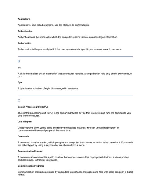 Computer Glossary A to Z Terminology, Vocabulary | PDF