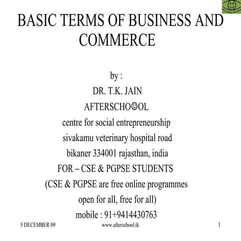Basic terms of business and commerce | ODP
