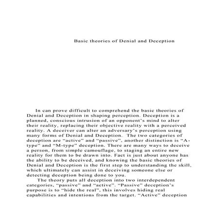 Basic theories of Denial and Decept.docx | Arms & Ammunition ...
