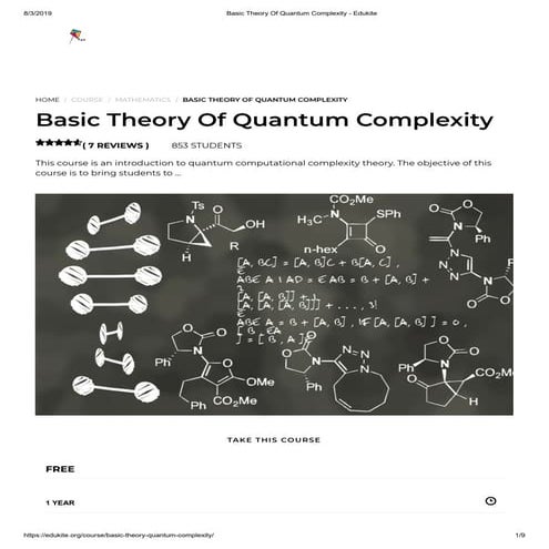 Basic Theory Of Quantum Complexity - Edukite | PDF
