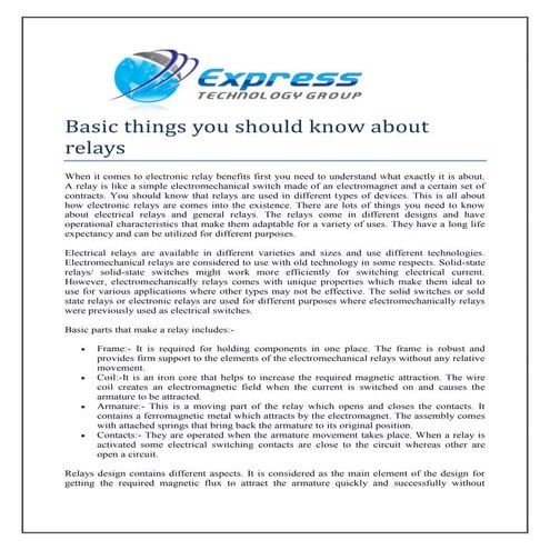 Basic things you should know about relays | PDF