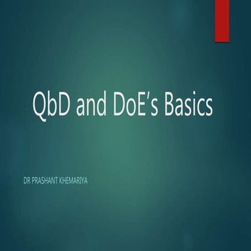 Basic understanding on QbD. | PPSX