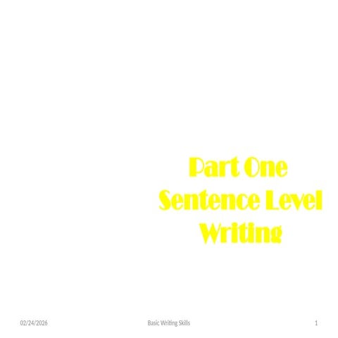 Basic writing skills A Sentence Definition, Examples, etc | PPTX