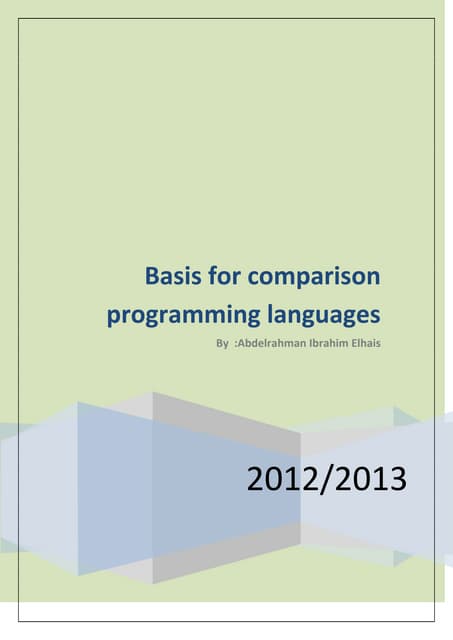 Basis for comparison programming languages | PDF Basis for comparison programming languages | PDF